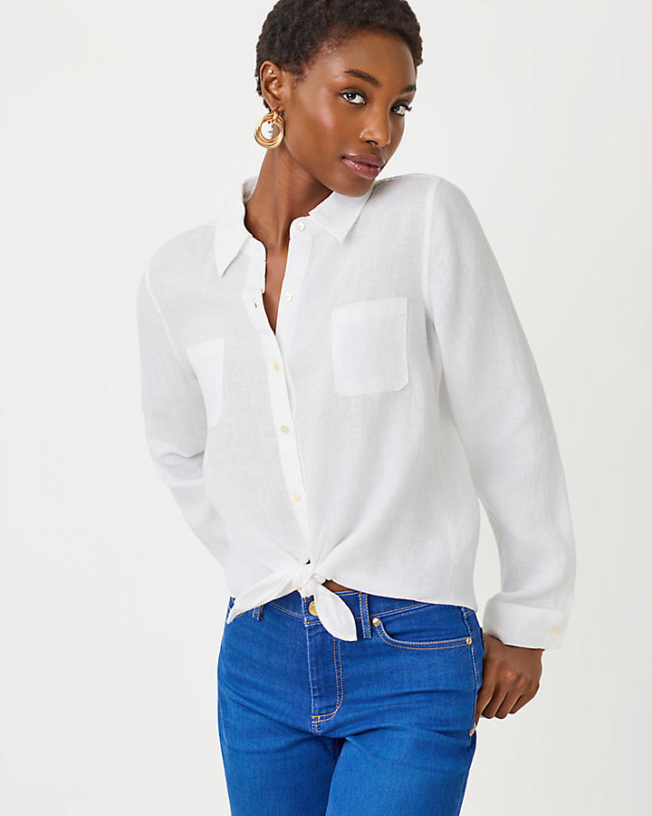 LILLY PULITZER® Sea View Linen Button Down Shirt
